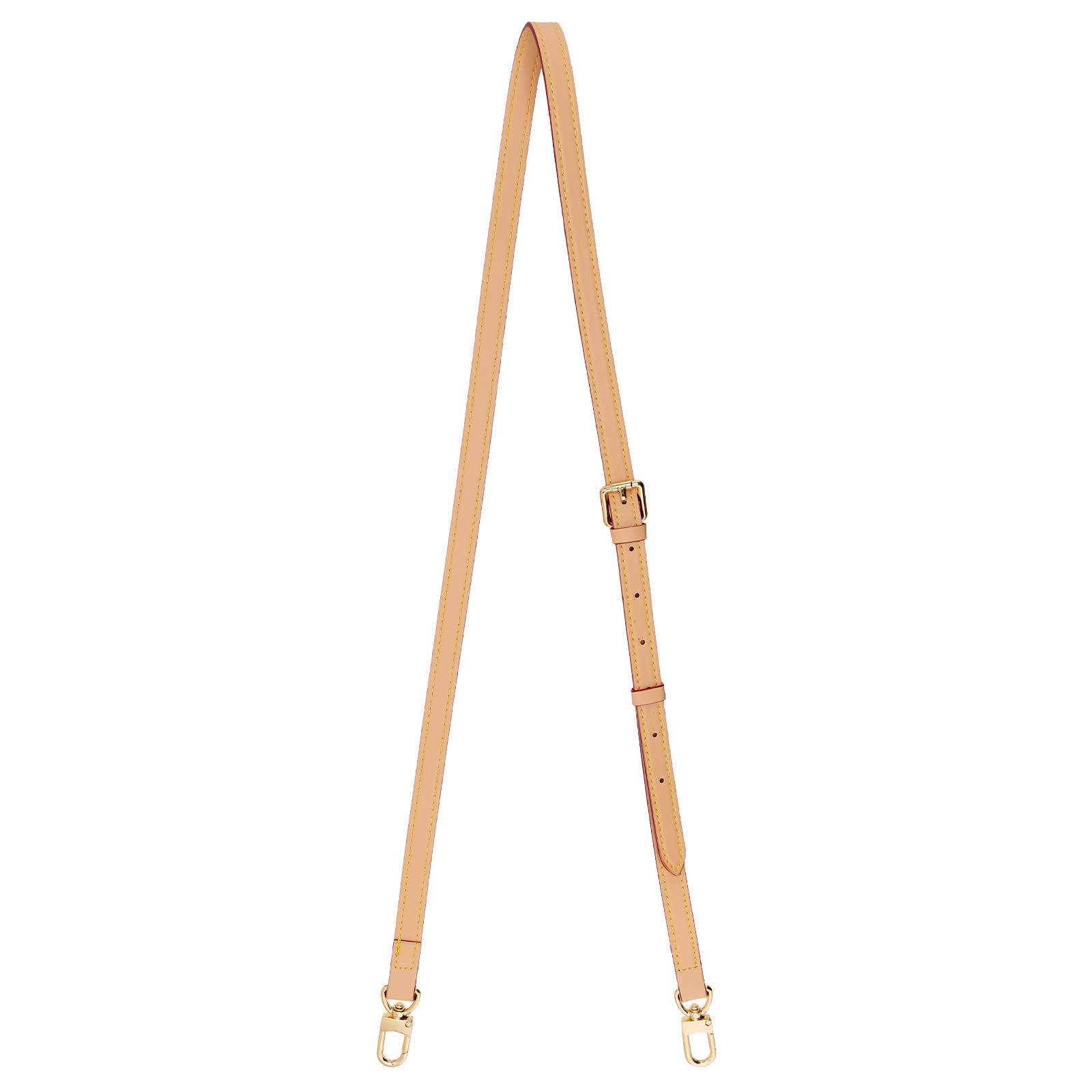 DOAPMLL Purse Straps Leather Crossbody Replacement Adjustable Whit Gold Hardware Thin Shoulder handbag Strap For Women(Beige-0.6IN1.5CM)