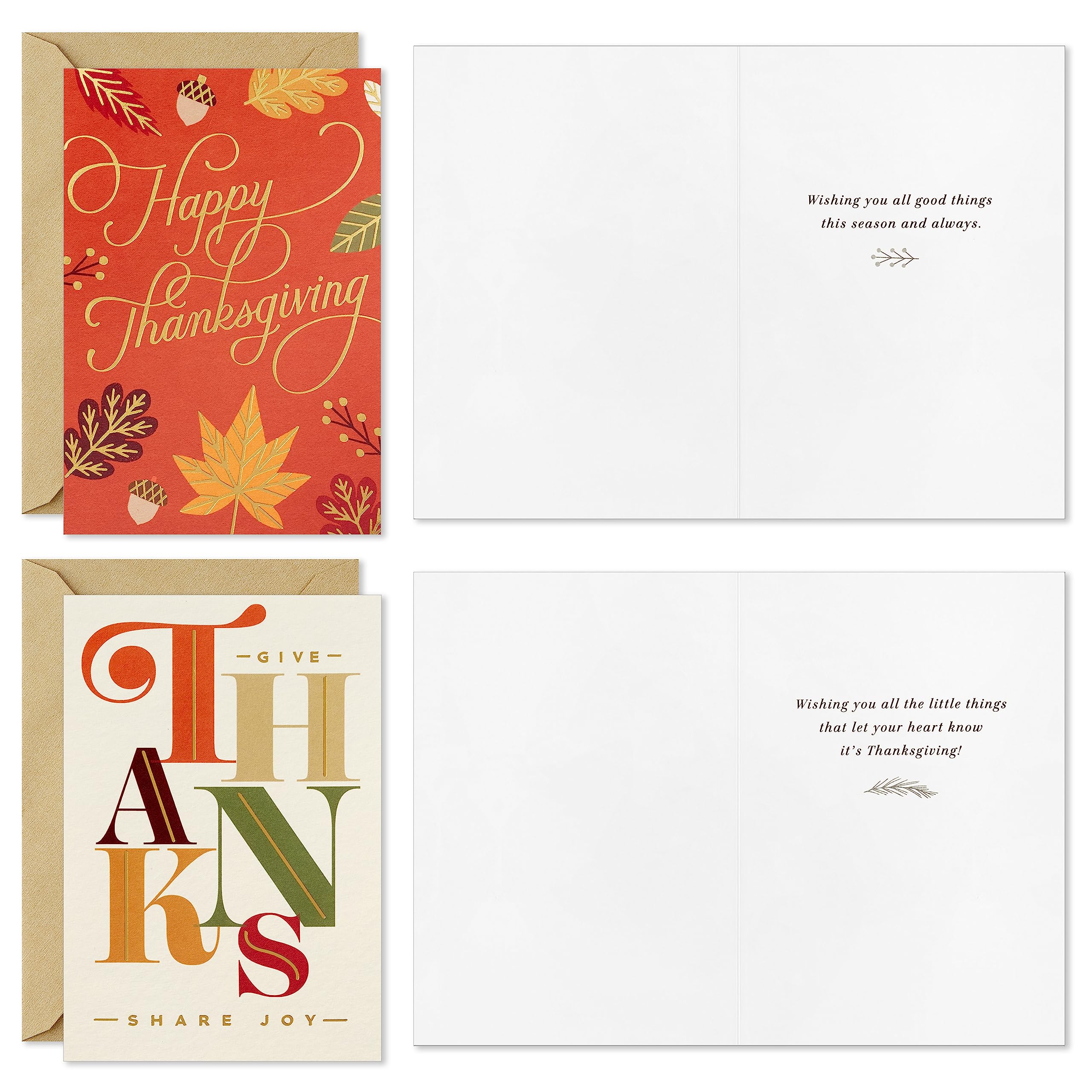 Hallmark Bulk Thanksgiving Cards Assortment (72 Cards with Envelopes) Stripes, Leaves, Plaid