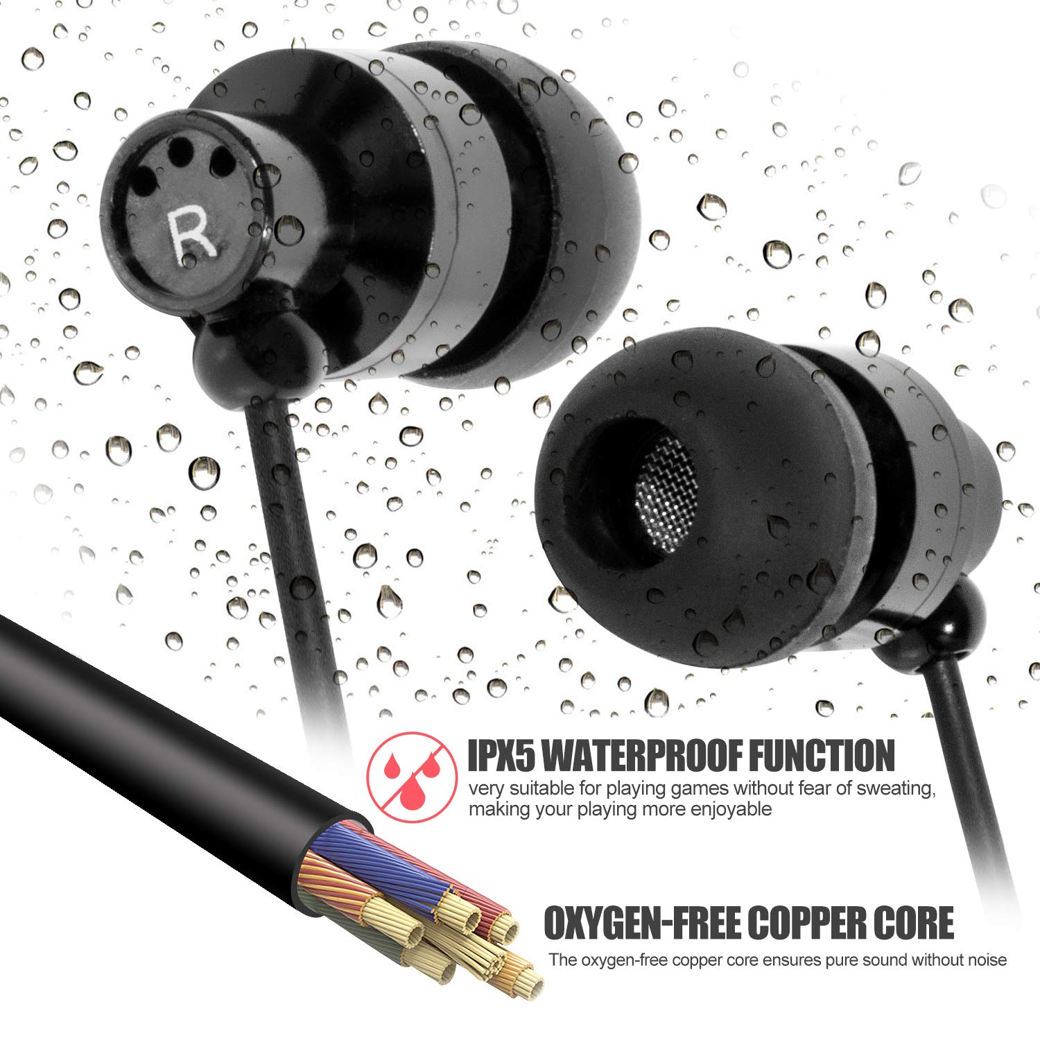 Oritys Earbuds Earphones Custom Made for Oculus Quest All-in-one VR Gaming Headset.