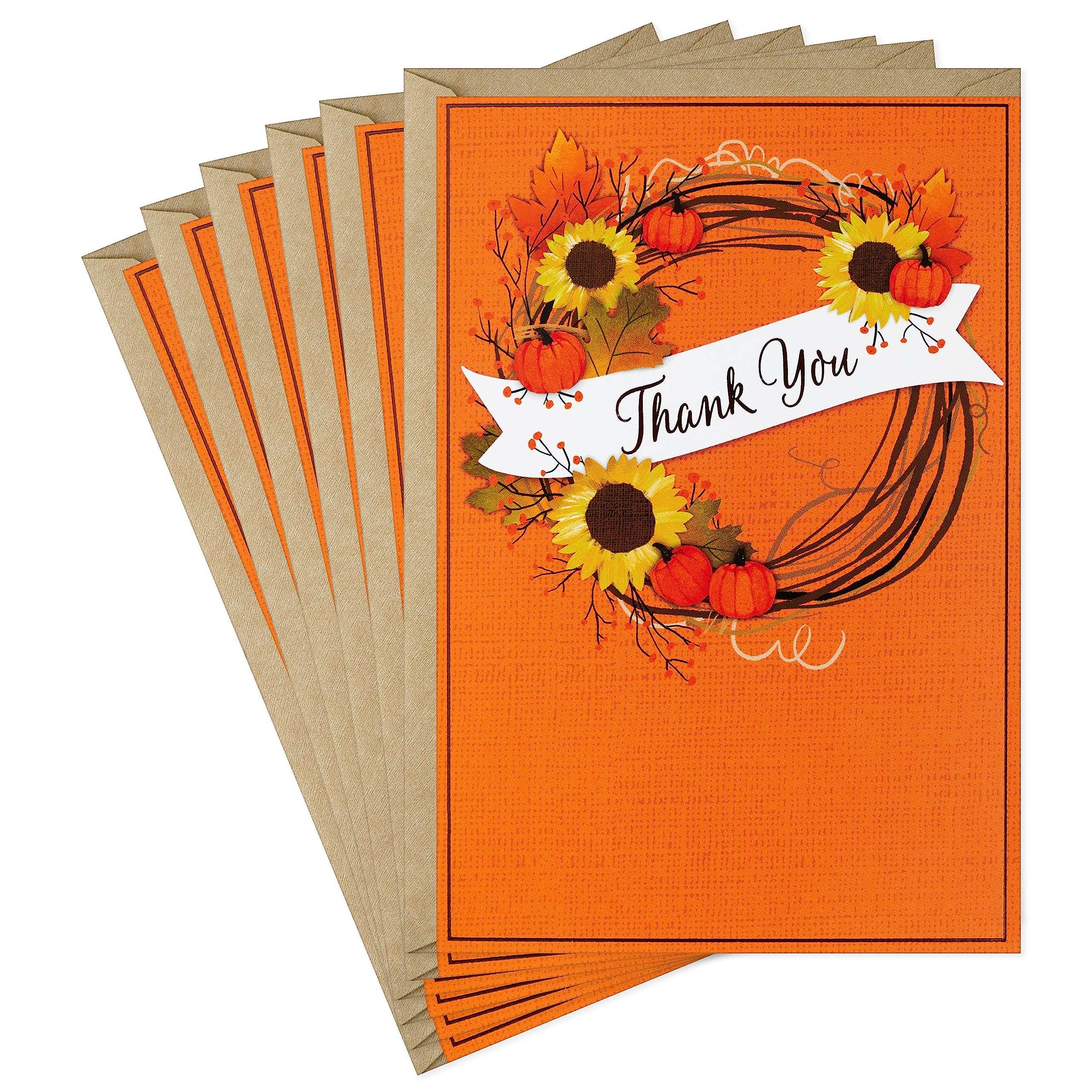 Hallmark Fall Thank You Cards (6 Cards with Envelopes) for Thanksgiving, Teachers, Clergy Appreciation, Boss's Day