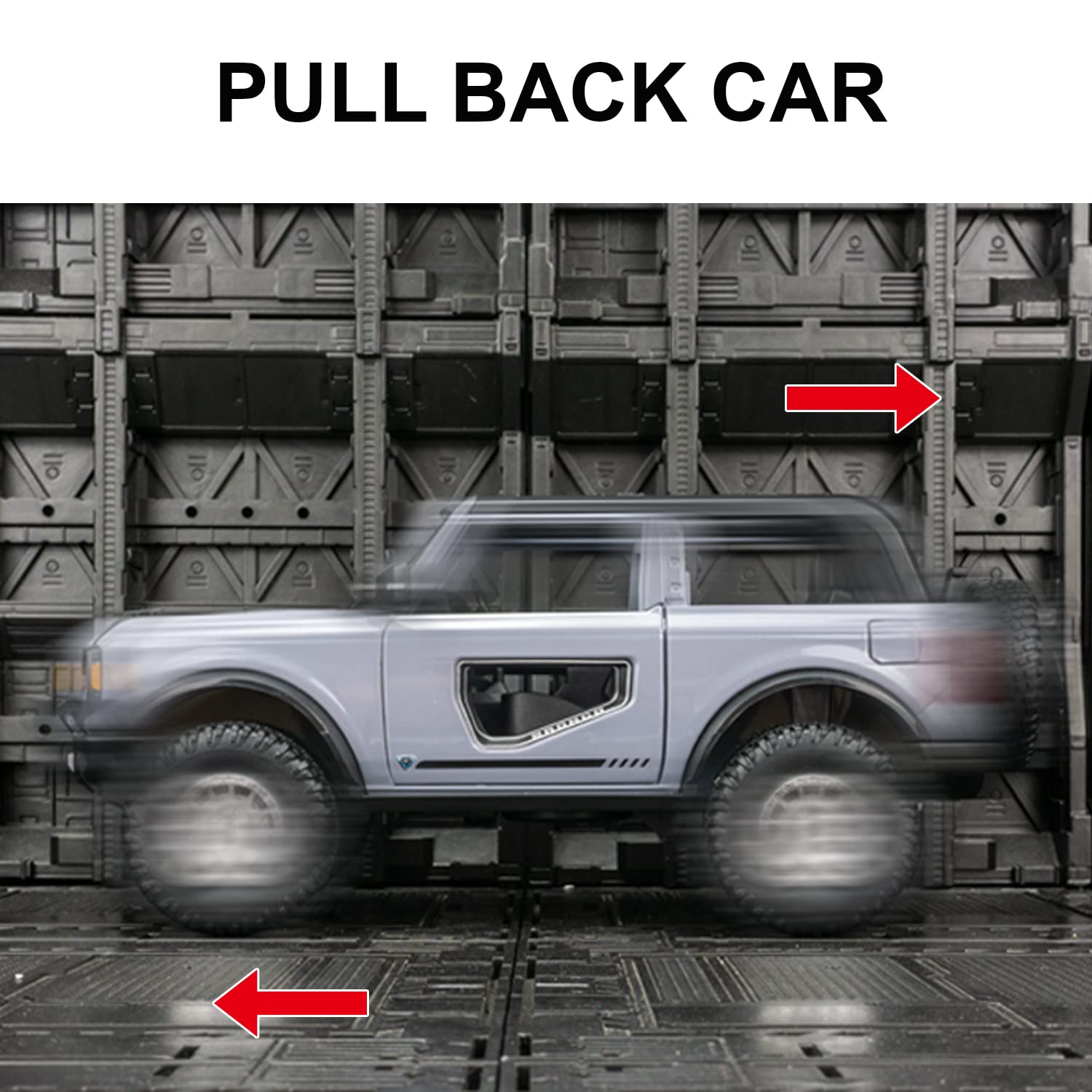 Diecast Car Ford Bronco 1:24, Mental Toy Cars Diecast Model, Pull Back Car, Gifts for Boys Adults, White