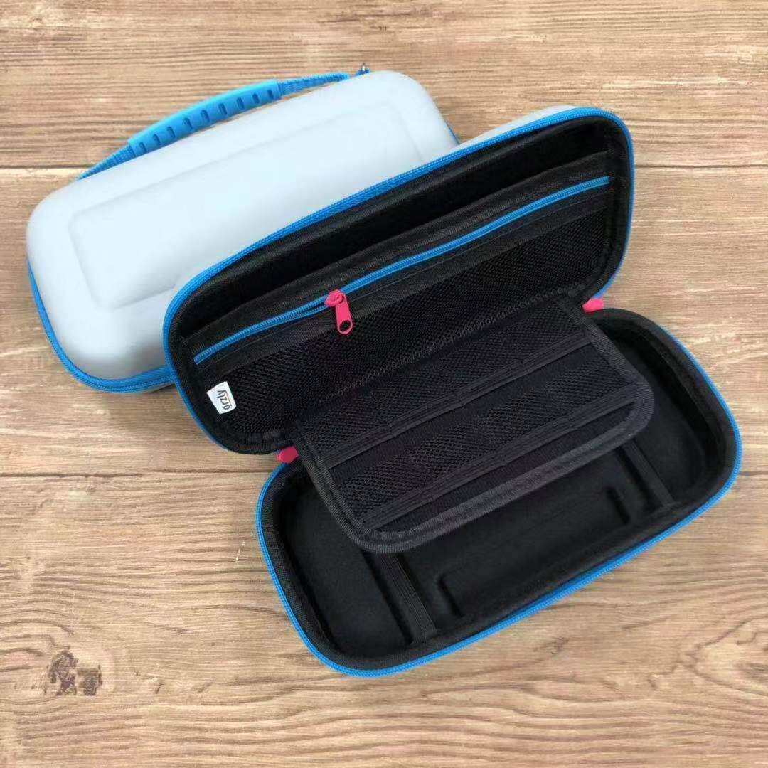 Orzly Case for Nintendo Switch Lite - Portable Travel Carry Case with Storage for Switch Lite Games and Accessories [Grey/Blue with a Tint of Pink Special Edition]