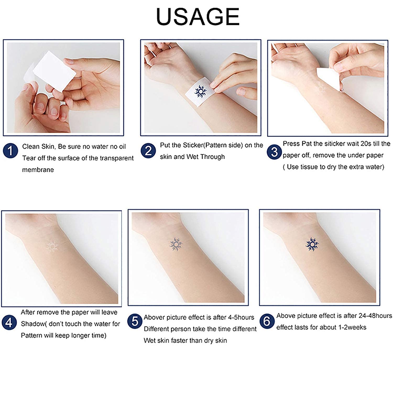 Dopetattoo 6 Sheets Temporary Tattoos eagle America flag tattoo usa 4th JulyTemporary tattoo Neck Arm Chest