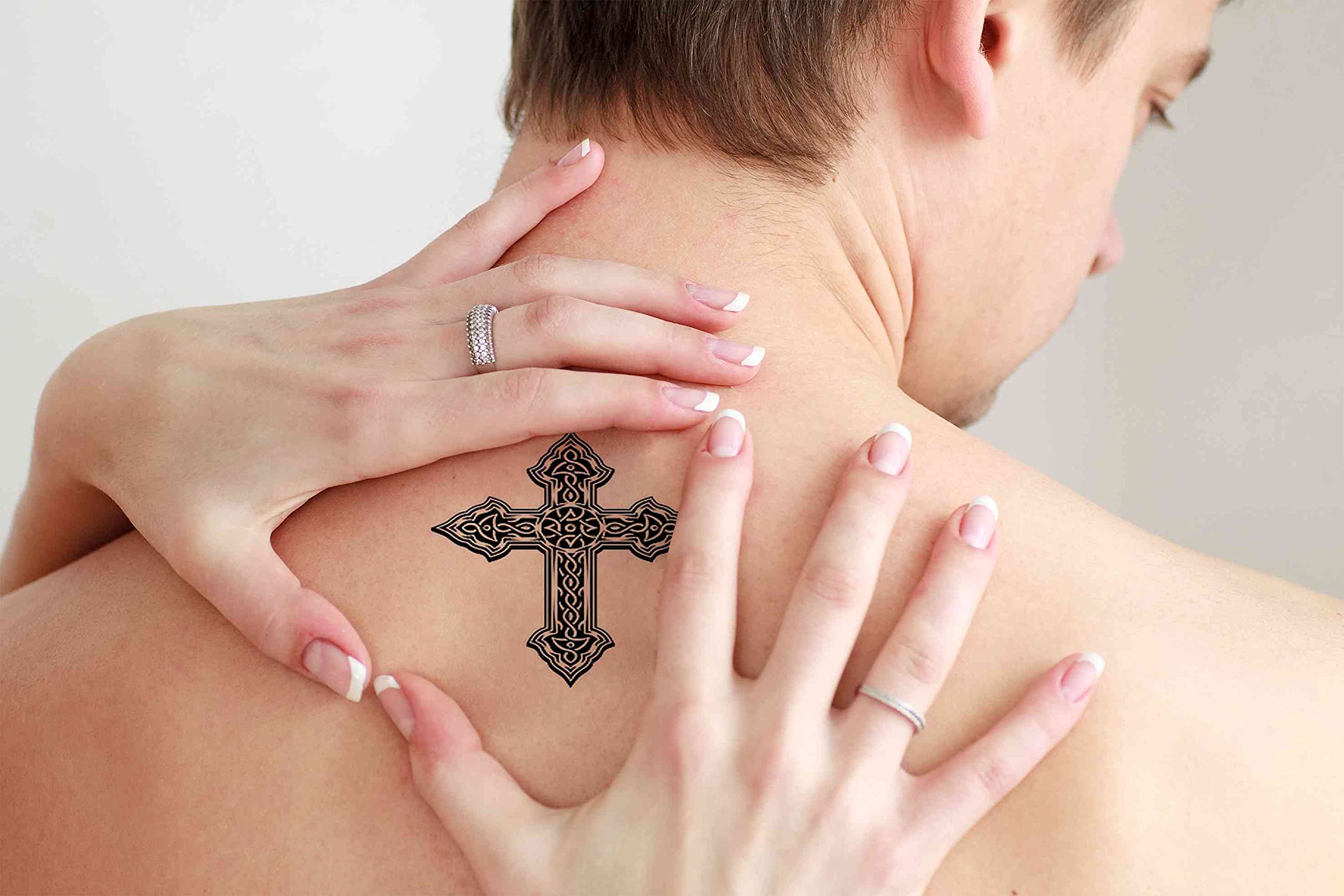 Dopetattoo 6 Sheets Temporary Tattoo Cross Tattoo Fake Tattoos Neck Arm Chest for Women Men Adults