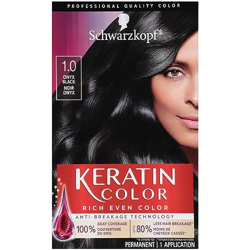 Schwarzkopf Keratin Color Permanent Hair Color Cream, 1.0 Black Onyx