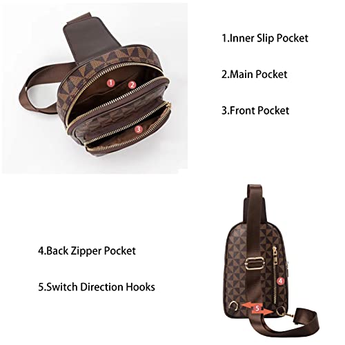 KEMZA Sling Crossbody Backpack Shoulder Bag for Hiking Walking Biking Travel Cycling Men Women (Brown)