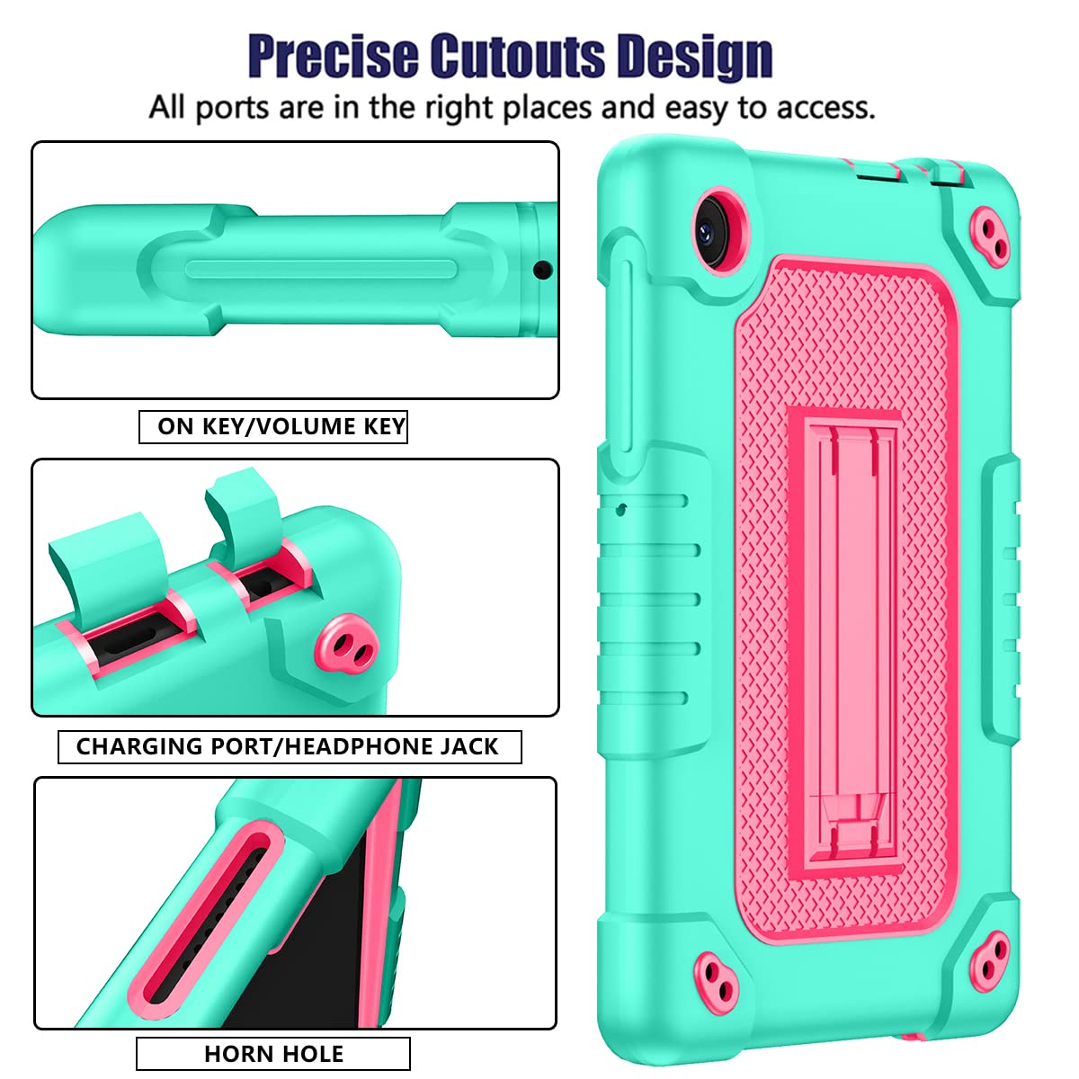 FIEWESEY for TCL Tab 8 LE Tablet Case,for TCL Tab 8 Plus Tablet Case,Shoulder Strap Shockproof Kids Friendly Case for TCL Tab 8 LE/TCL Tab 8 WiFi/TCL TAB 8V/TCL Tab 8 SE 8 Inch Tablet(Green/Pink)