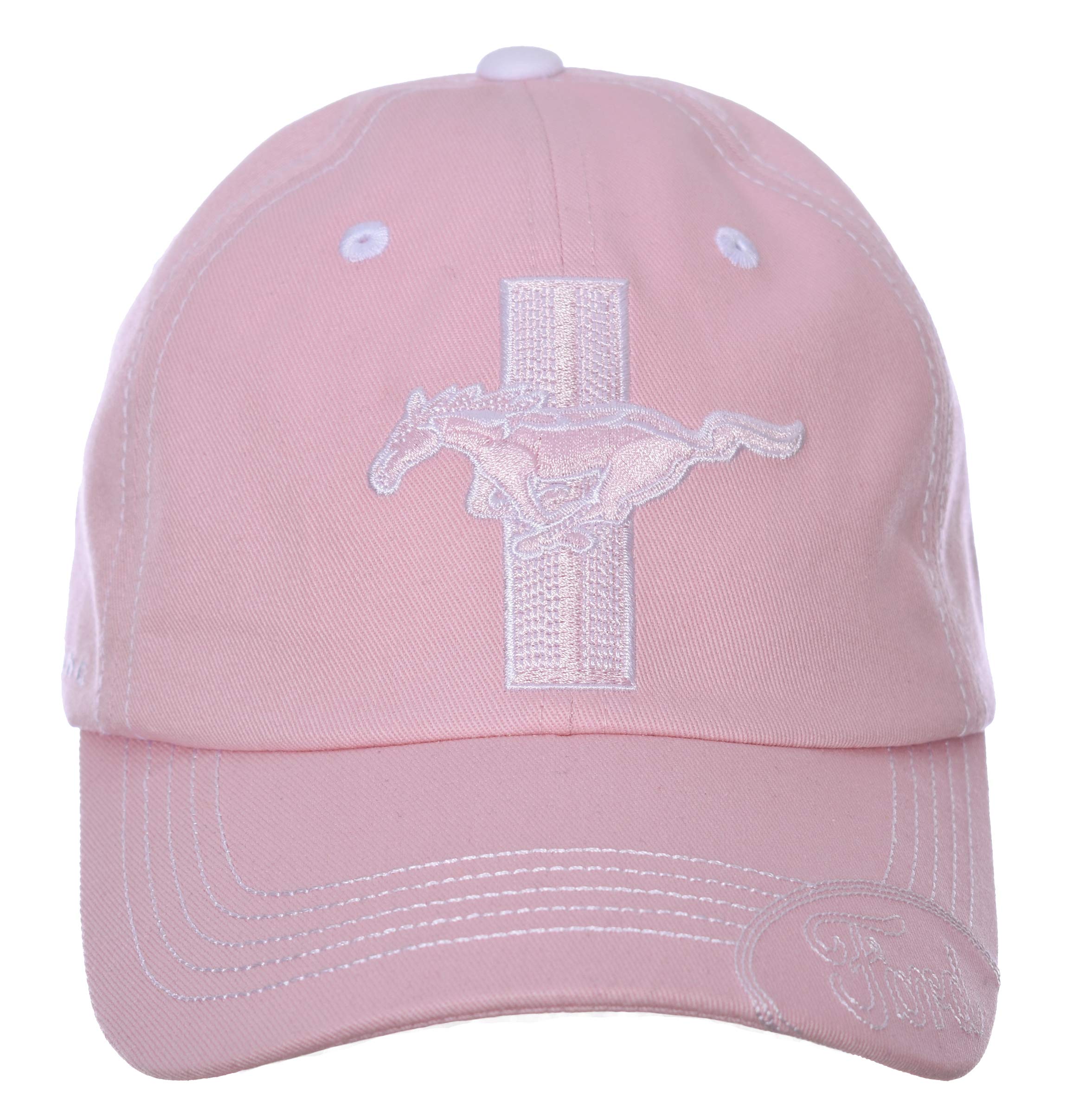 Checkered Flag Women's Ford Mustang Cap Tri-Bar Pony & Ford Logos Pink Hat