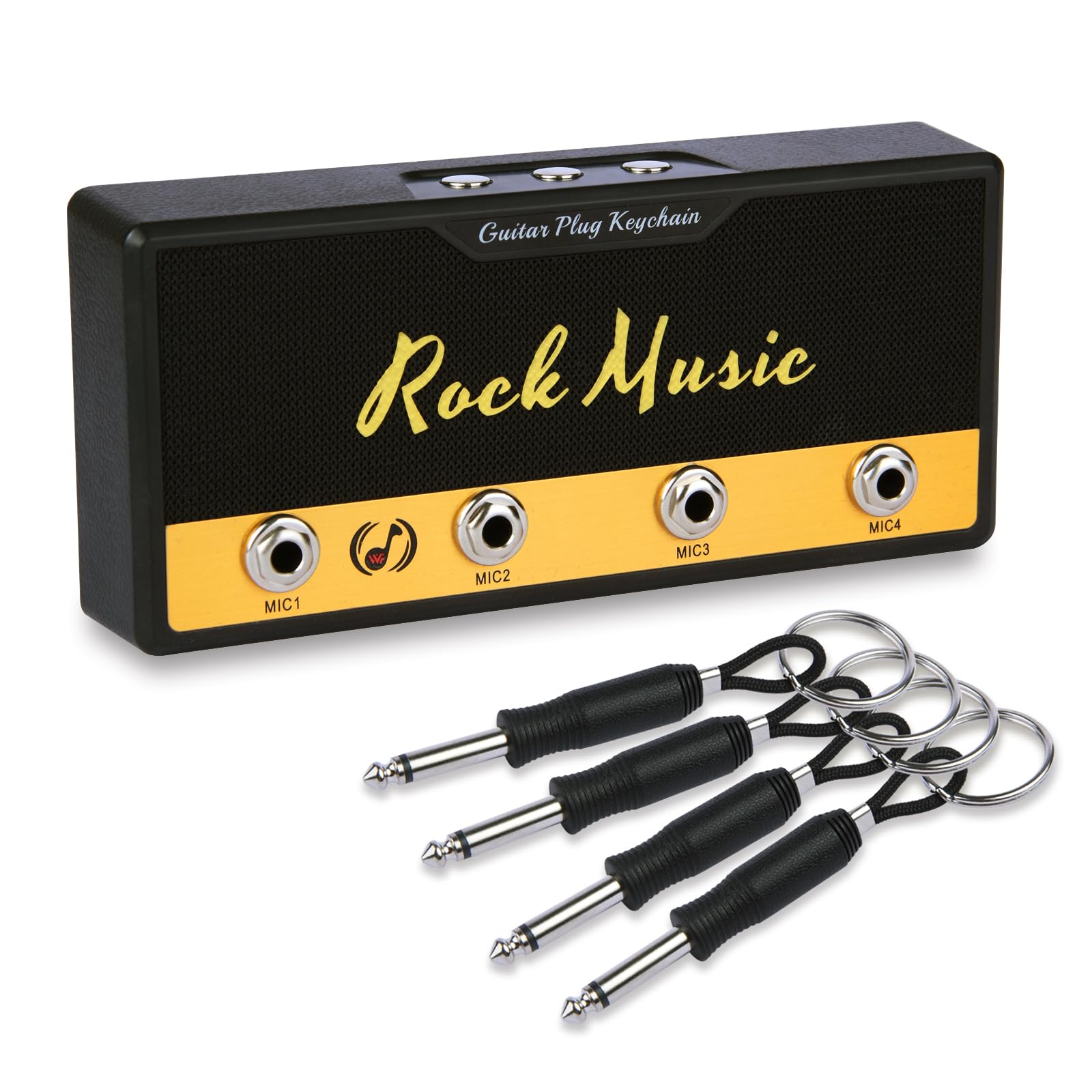 Eukynlre Guitar Amp Key Holder for Wall, Key Holder Wall Mount, Key Rack Wall Decor, Key Hooks with 4pcs Guitar Plug Keychain