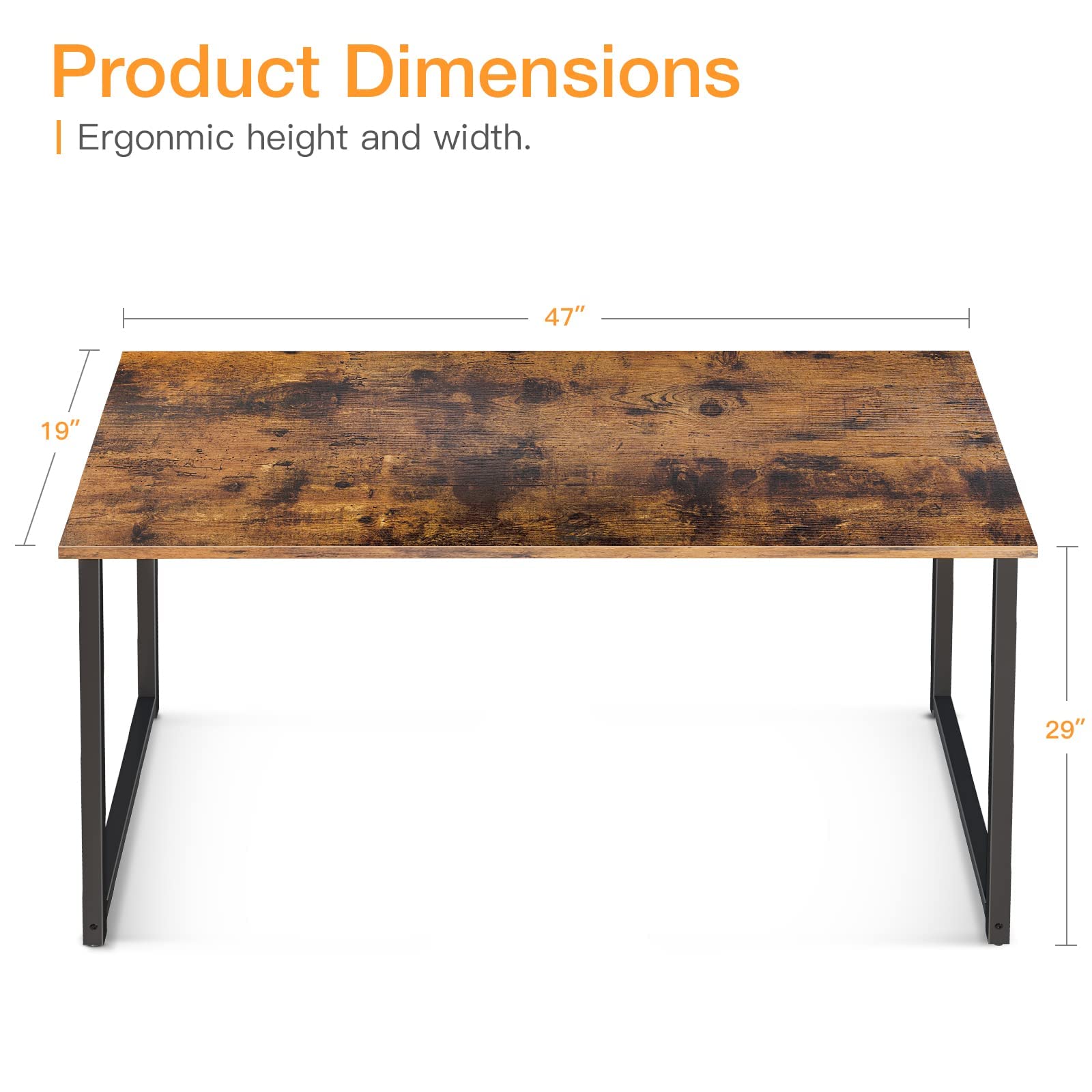 Coleshome 47 Inch Computer Desk Modern Simple Style Desk for Home Office, Study Student Writing Desk,Teak