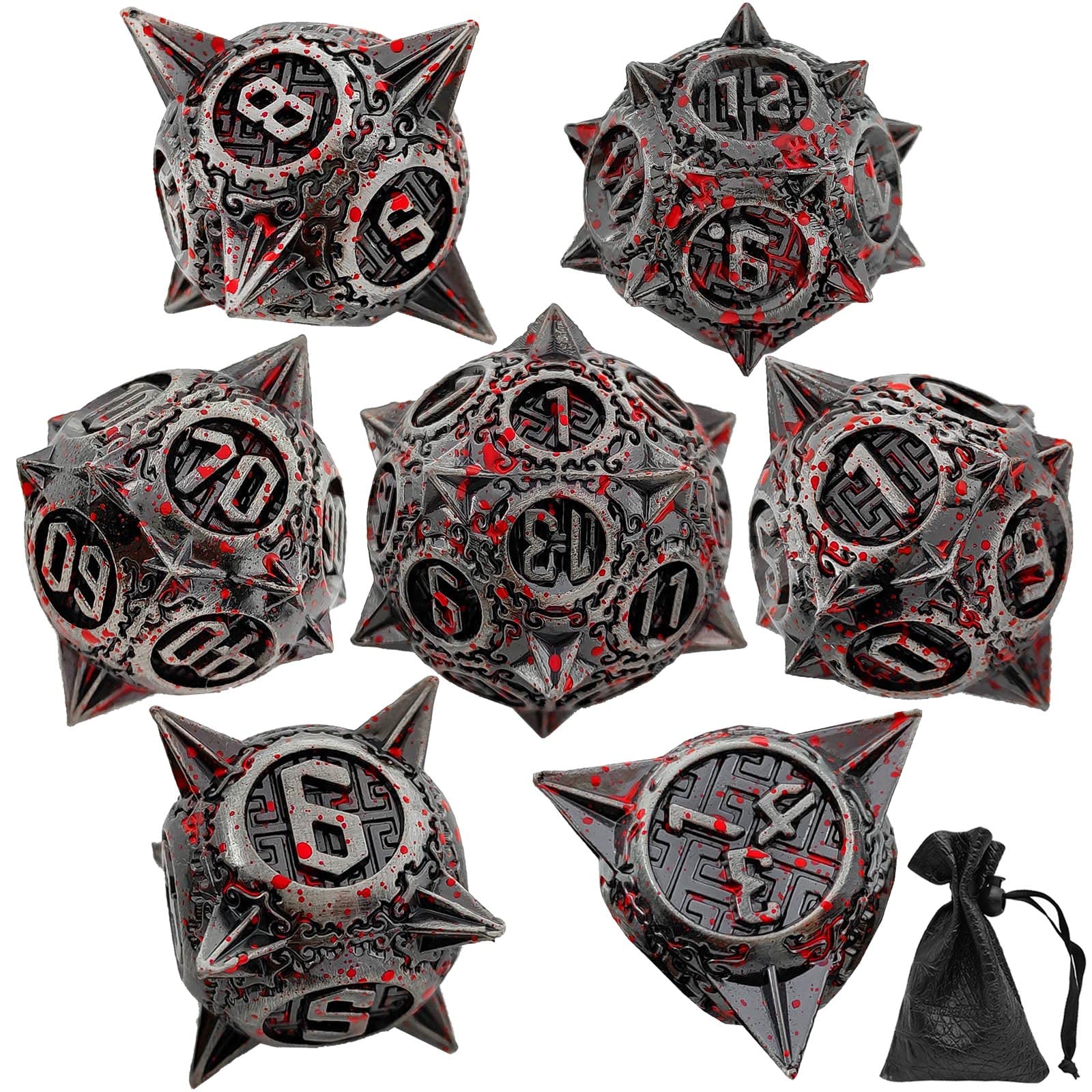 DND Dice Set D&D Metal Dice with Dice Bag Dungeons and Dragons Dice Set D and D Dice Set Polyhedral Dice for MTG Pathfinder Warhammer Role Playing RPG Game Dice D20 D12 D10 D8 D6 D4