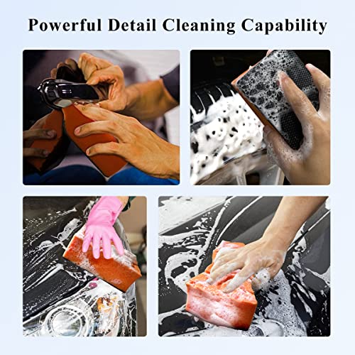 KmaxShip Synthetic Clay Bar & Sponge 2 in 1 for Car Detailing, 2 Pack Set Car Clay Pad for Auto Detailing, Magic Car Pad Cleaning, Reusable and Washable (Orange)