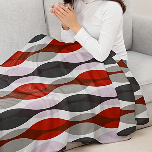Prime-Home Blanket Fleece Blanket Throw, Geometric Texture Blanket Plush Fleece Throw Blanket Lightweight Blanket Soft Flannel Blankets, Fuzzy Blanket Throw 40x50 Water Drop Texture Red and Gray