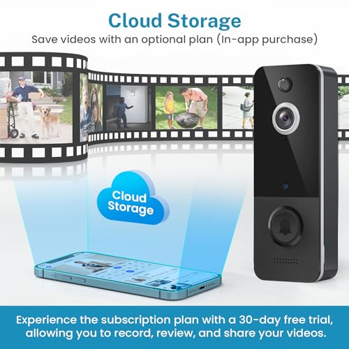 EKEN Doorbell Camera Wireless, Wi-Fi Video Doorbell Camera with AI Smart Human Detection, Indoor Chime Ringer Included, Cloud Storage, 2-Way Audio, Night Vision, Battery Powered