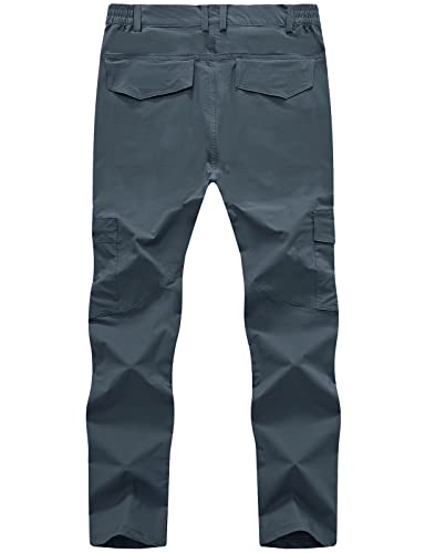 Rdruko Men's Lightweight Work Pants Waterproof Quick Dry Stertch Outdoor Hiking Cargo Pants (Cold Gray,US 36)