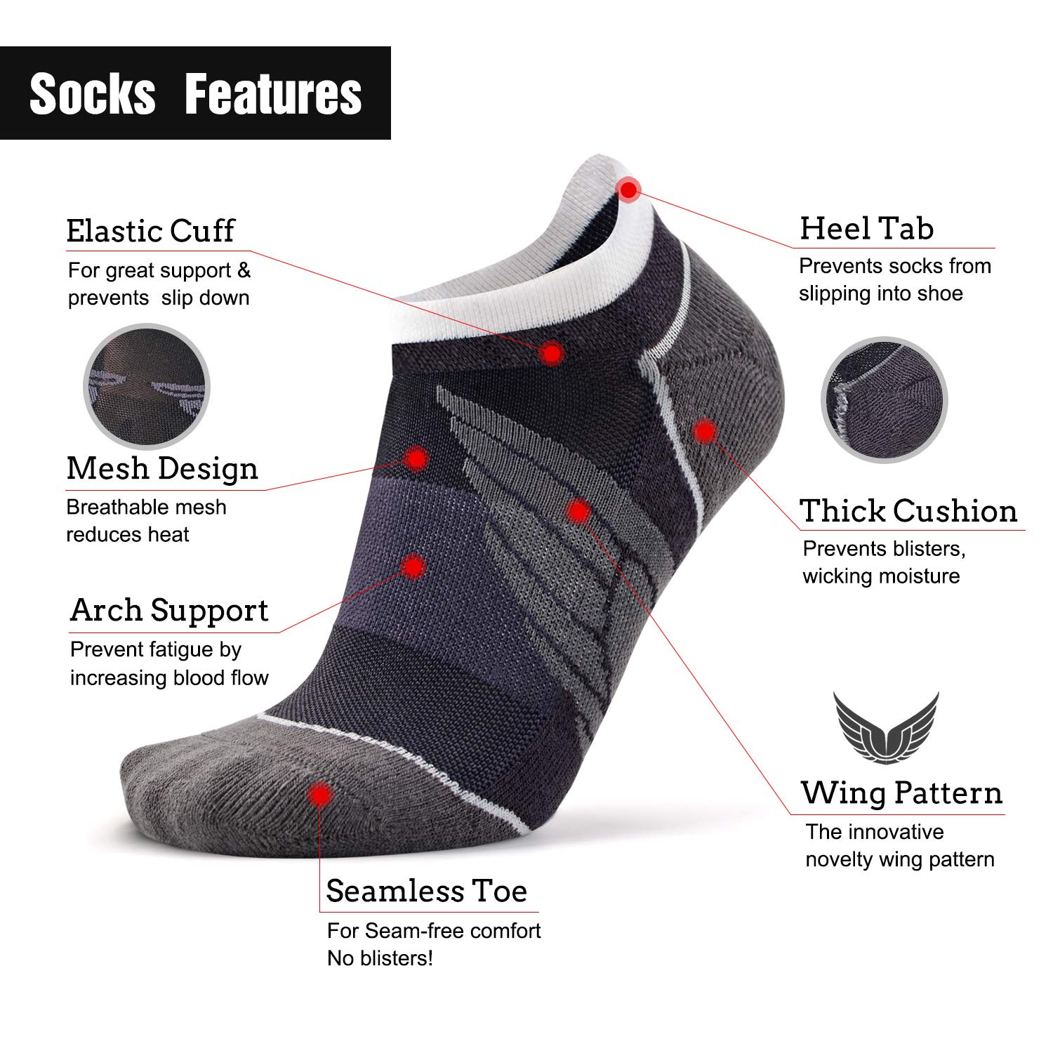 Busy Socks Men's Ankle Athletic Socks for Women, Veteran’s Day Anti Odor Low Cut Cycling Soft Gifts Socks for Runner 3 Pairs (Dark Grey, Large)