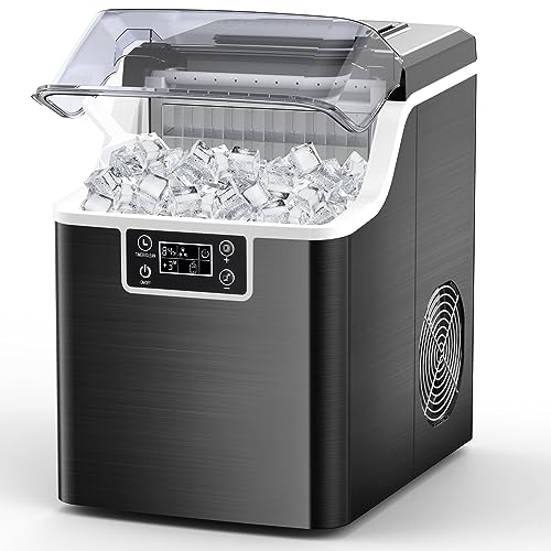 Kndko Ice Maker 45Lbs,2-Way Add Water,Self Cleaning Ice Makers Countertop,Home Ice Machine,Ice Size Control,24H Timer,Party Countertop Ice Maker for Home Bar RV,Stainless Steel Ice Maker Machine