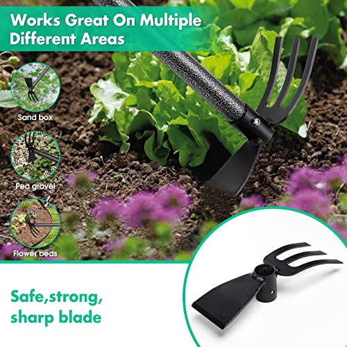 Garden Hoe and Cultivator, 31β Long Heavy Duty Hand Hoe with Tiller,2 Section Handle, Carbon Steel Blade, Cultivator Hoe Garden Tool for Loosening Soil, Digging