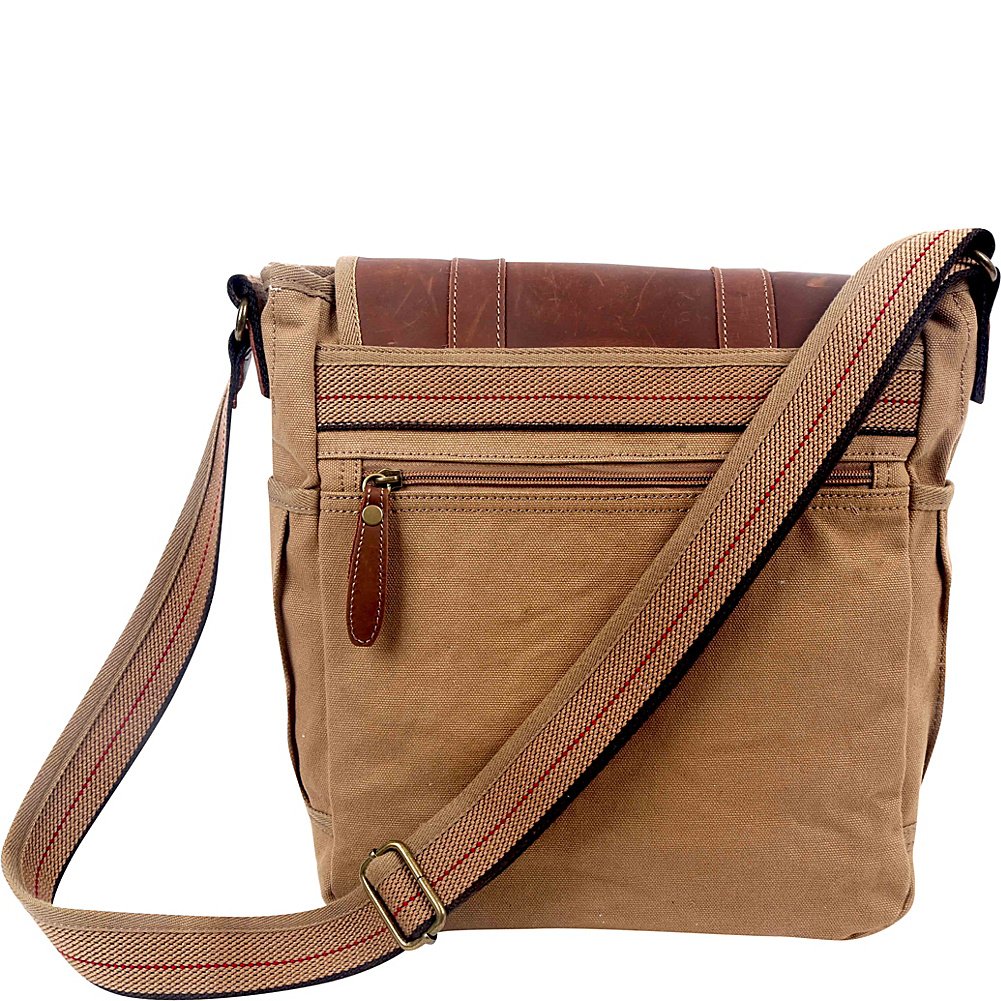 TSD Brand Turtle Ridge 4-Pocket Canvas Crossbody Bag (Olive)