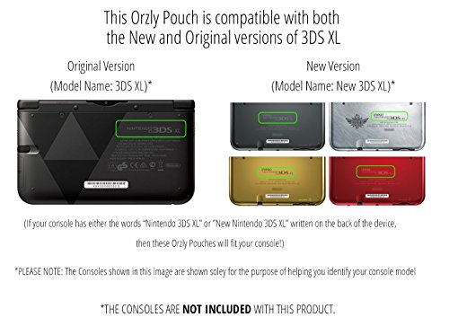Orzly 3DSXL Case, Carry Case for New 3DS XL or Original Nintendo 3DS XL - Protective Hard Shell Portable Travel Case Pouch for 3DS XL Consoles with Slots for Games & Zip Pocket - Blue on Black