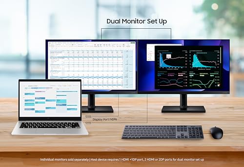 SAMSUNG FT45 Series 24-Inch FHD 1080p Computer Monitor, 75Hz, IPS Panel, HDMI, DisplayPort, USB Hub, Built-in Speakers, Height Adjustable Stand, 3 Yr WRNTY (LF24T450FZNXGO),Black
