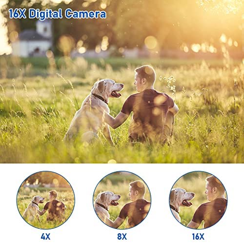 Compact Point and Shoot Camera for Video Kids with 16X Digital Zoom, 4K 48MP, Portable for Beginners,Students,Teens with 32GB SD Card and 2 Batteries