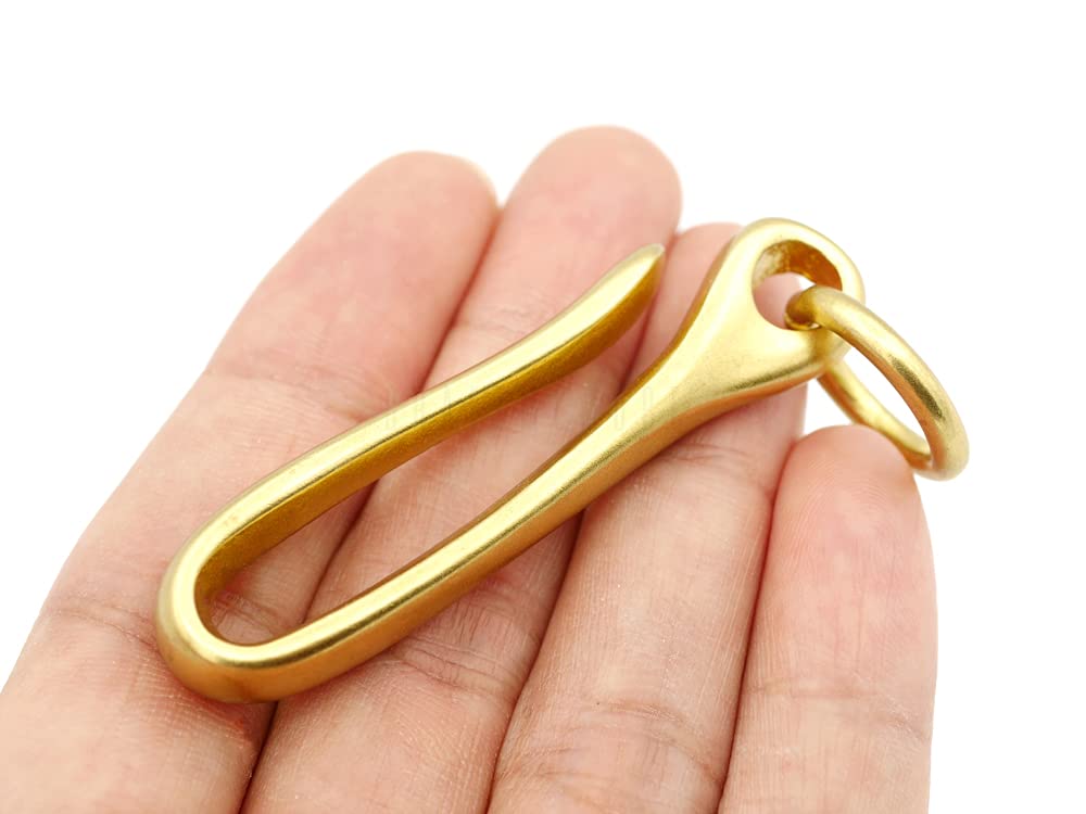 CRAFTMEMORE 1pc Fish Hook Key Chain Solid Brass Japanese Fish Hook Keyring Wallet Holder Belt Clip (2 1/4" (58mm))