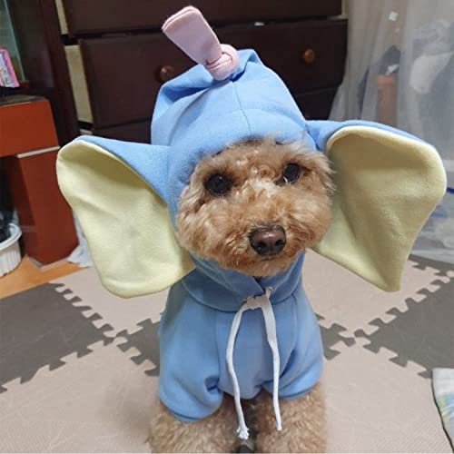 HDKUW Dogs Hoodie, Sweatshirt Fruit Warm Coat Sweater, Cold Weather Costume for Puppy Small Medium Dog (M, Blue Elephant)
