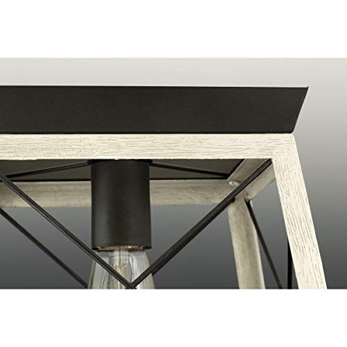 Briarwood Collection Whitewashed One-Light Farmhouse Flush Mount Ceiling Light