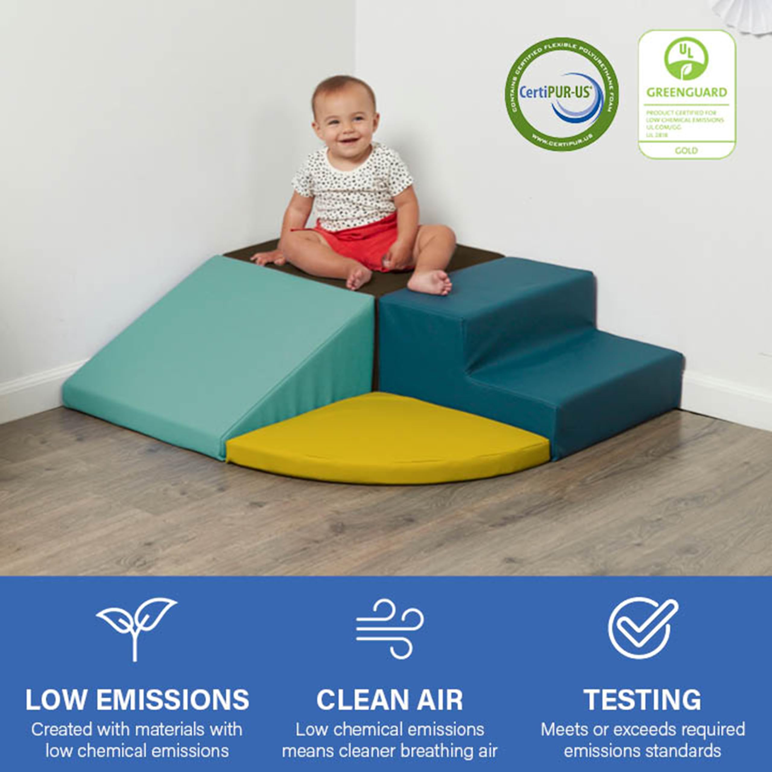 SoftScape Toddler Playtime Corner Climber, Indoor Active Play Structure for Toddlers and Kids, Safe Soft Foam for Crawling and Sliding (4-Piece Set) - Earthtone/Contemporary, 11619-ETCT