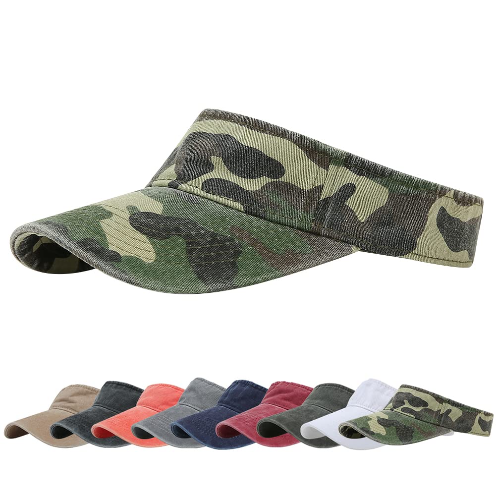 DOANNOTIUM Sport Sun Visor Hats Tie-dye Ball Caps Empty Top Baseball Sun Cap for Men Women Camo-Green