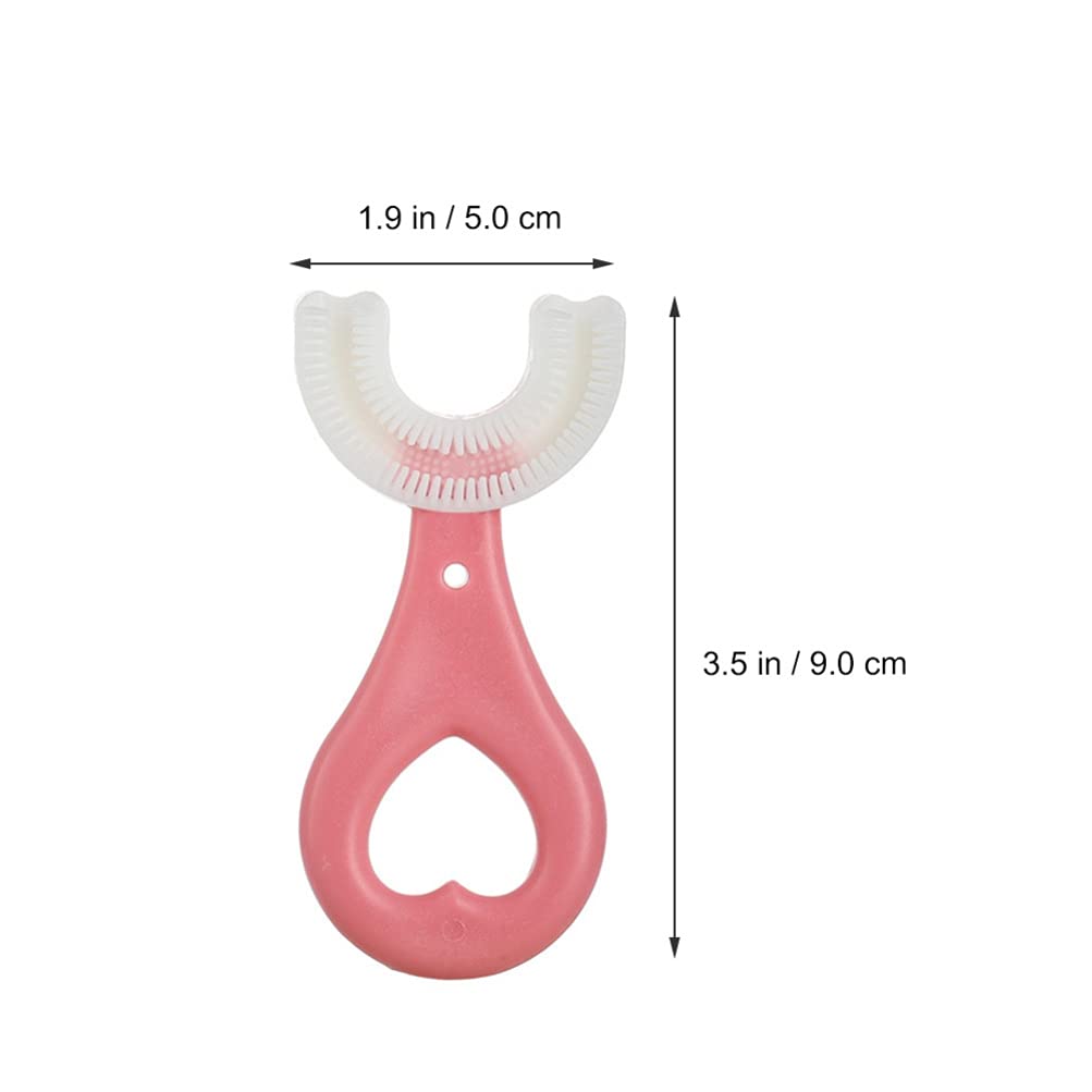 FARUTA 3Pcs U- Shape Toothbrush, Silicone Toothbrush for Toddlers, Manual Toothbrush Oral Cleaning Brushes, Pink (Color : Pink)