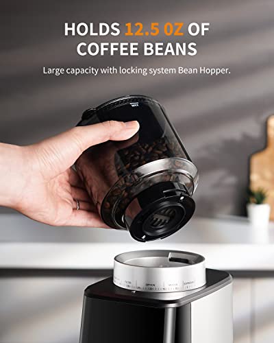 SHARDOR Conical Burr Coffee Grinder Electric for Espresso with Precision Electronic Timer, Touchscreen Adjustable Coffee Bean Grinder with 51 Precise Settings, Brushed Stainless Steel