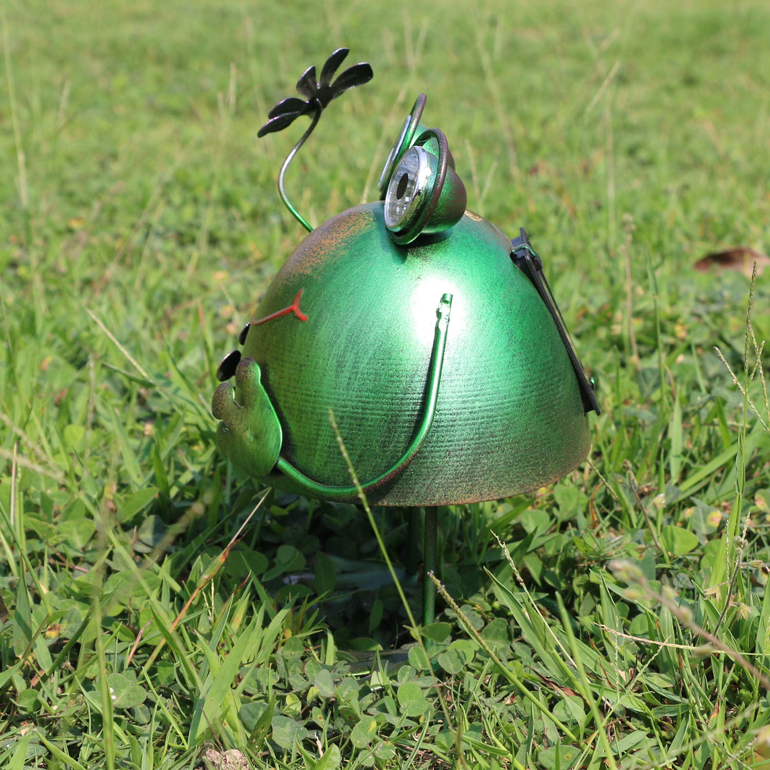 Solar Animal Lights, Metal Garden Art Frog Statue for Patio Garden Lawn Yard Flowerbed Decor