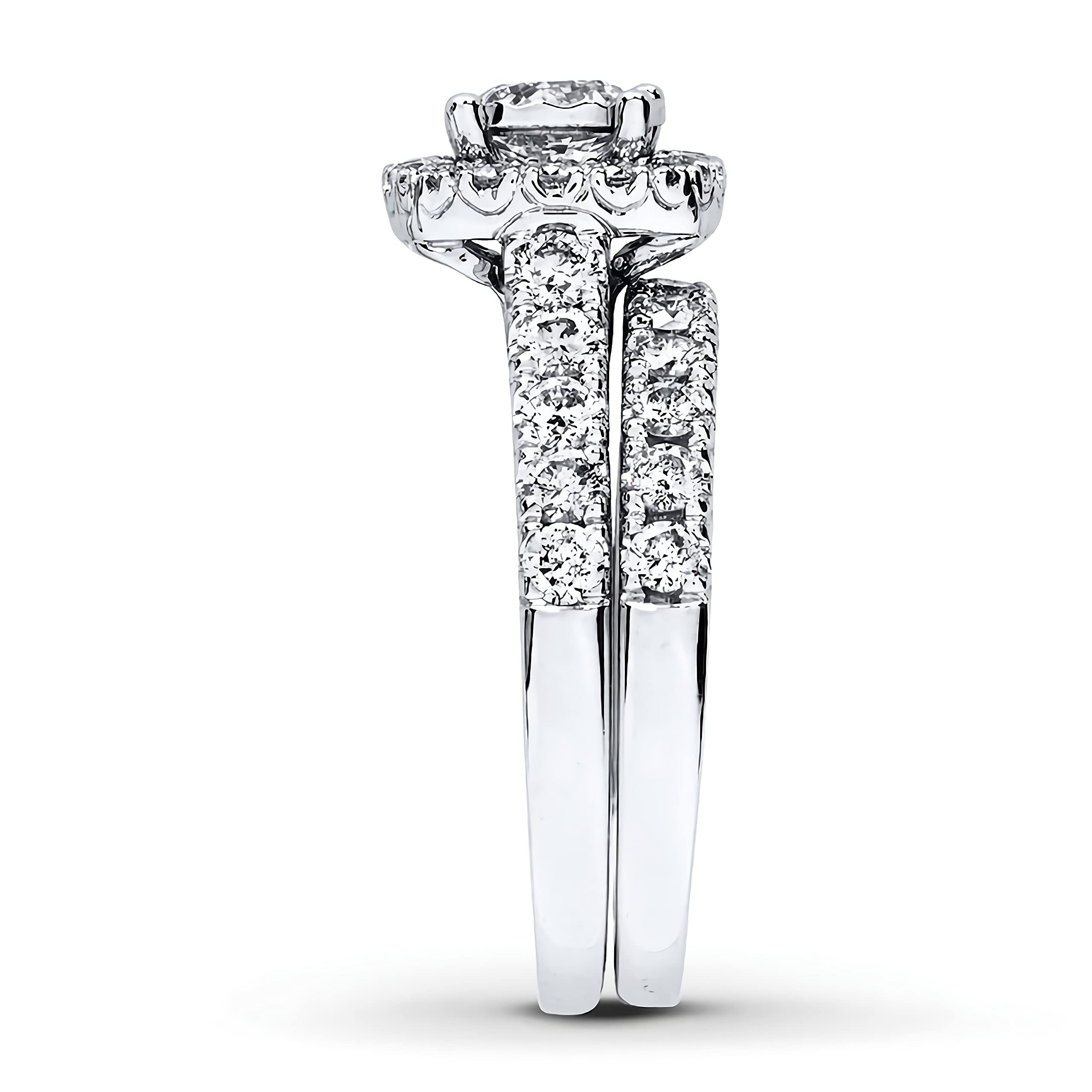 Bridal Set 1-5/8 CT TW Round-Cut Moissanite Engagement Ring for Women 18k White Gold Yellow Gold Rose Gold Free Engraving Size 8