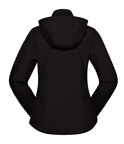 Little Donkey Andy Women’s Softshell Jacket, Ski Snowboarding Jacket with Removable Hood, Fleece Lined and Water Repellent Black M