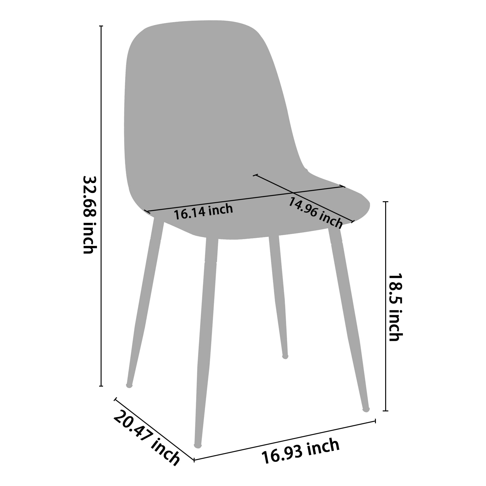 CangLong Faux Leather Dining Back Modern Side Chair for Pub Coffee Home, Set of 4, Black