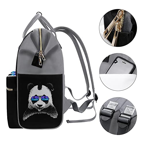 Fashion Panda Diaper Bag Backpack Large Capacity Mommy Bags Multifunction Nappy Bag Travel Back Pack Gray-Style