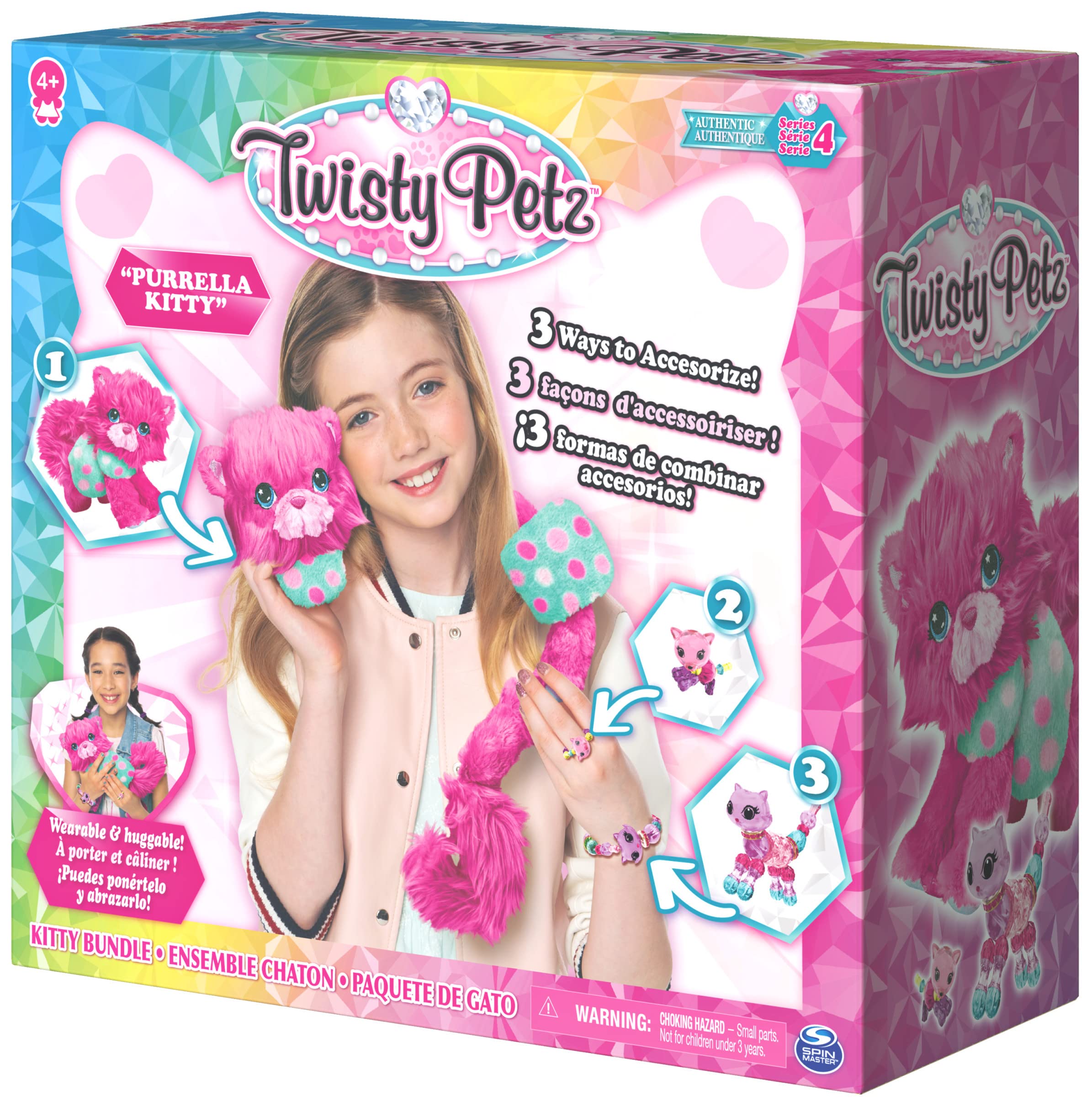 Twisty Petz, Series 4, Purrella Kitty Bundle with Cuddlez Plush and 2 Collectible Bracelets