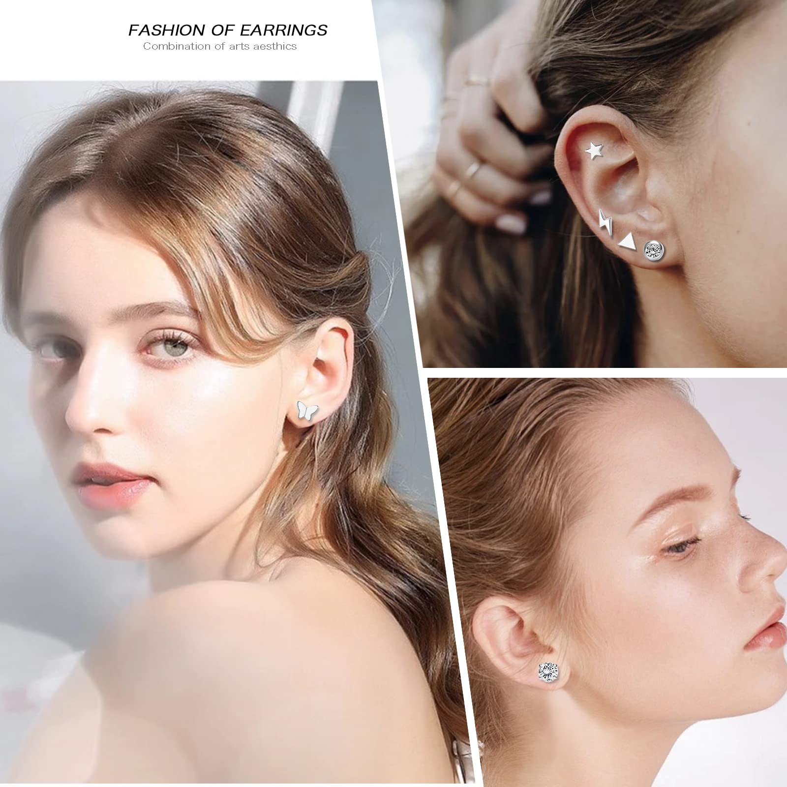 CHARIFIN Women's Earrings Stainless Steel Cartilage Tragus Daith Helix Earrings Ear Piercing 21 Pairs