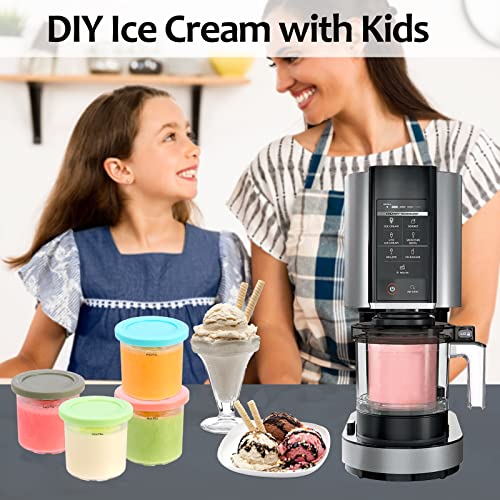 PARBEE 160z Extra Pint Containers with Lids 4 Pack Replacement Compatible with Ninja Creami NC301 NC300 NC299AMZ Series Ice Cream Maker, Dishwasher Safe Pints