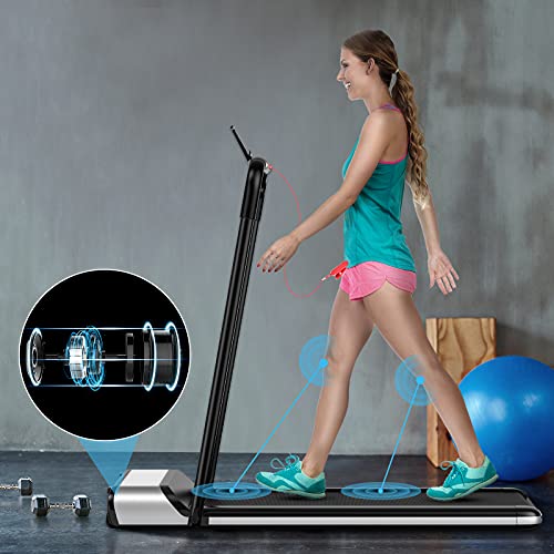 Goplus Folding Treadmill, Ultra-Thin Installation-Free Foldable Electric Treadmill, Low Noise, Walking Jogging Machine, Portable Superfit Treadmills for Home Office