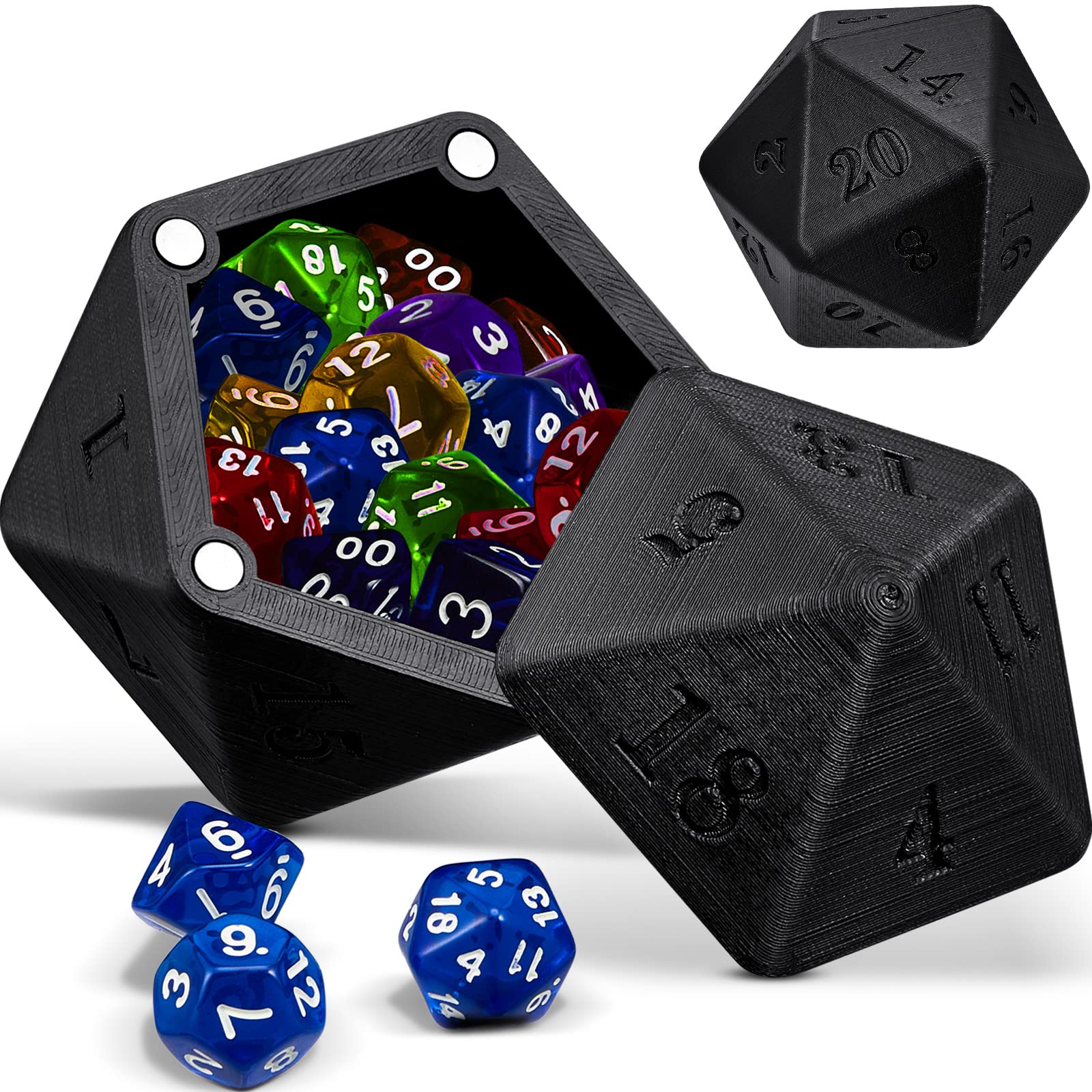 D20 Dice Storage Box D20 Dice Case D20 Dice Holder Dice Gift Dice Box With Magnetic Lid For Storage D20 Dice