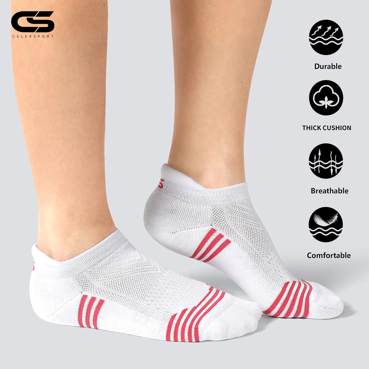 CelerSport 6 Pack Women's Ankle Running Socks Low Cut Athletic Sports Socks Mixed Color Medium