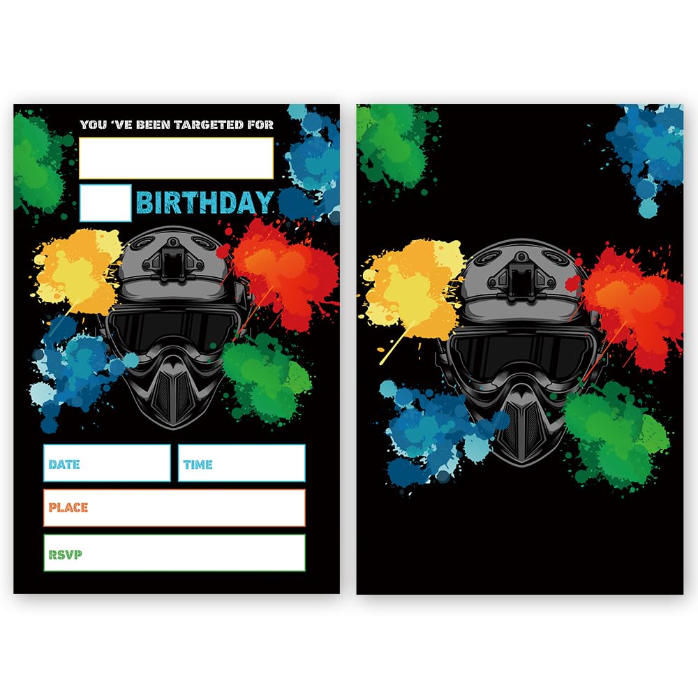 FujLoy Paintball Birthday Party Invitations, Paintball Invitations, Paintball Theme Birthday.(065)