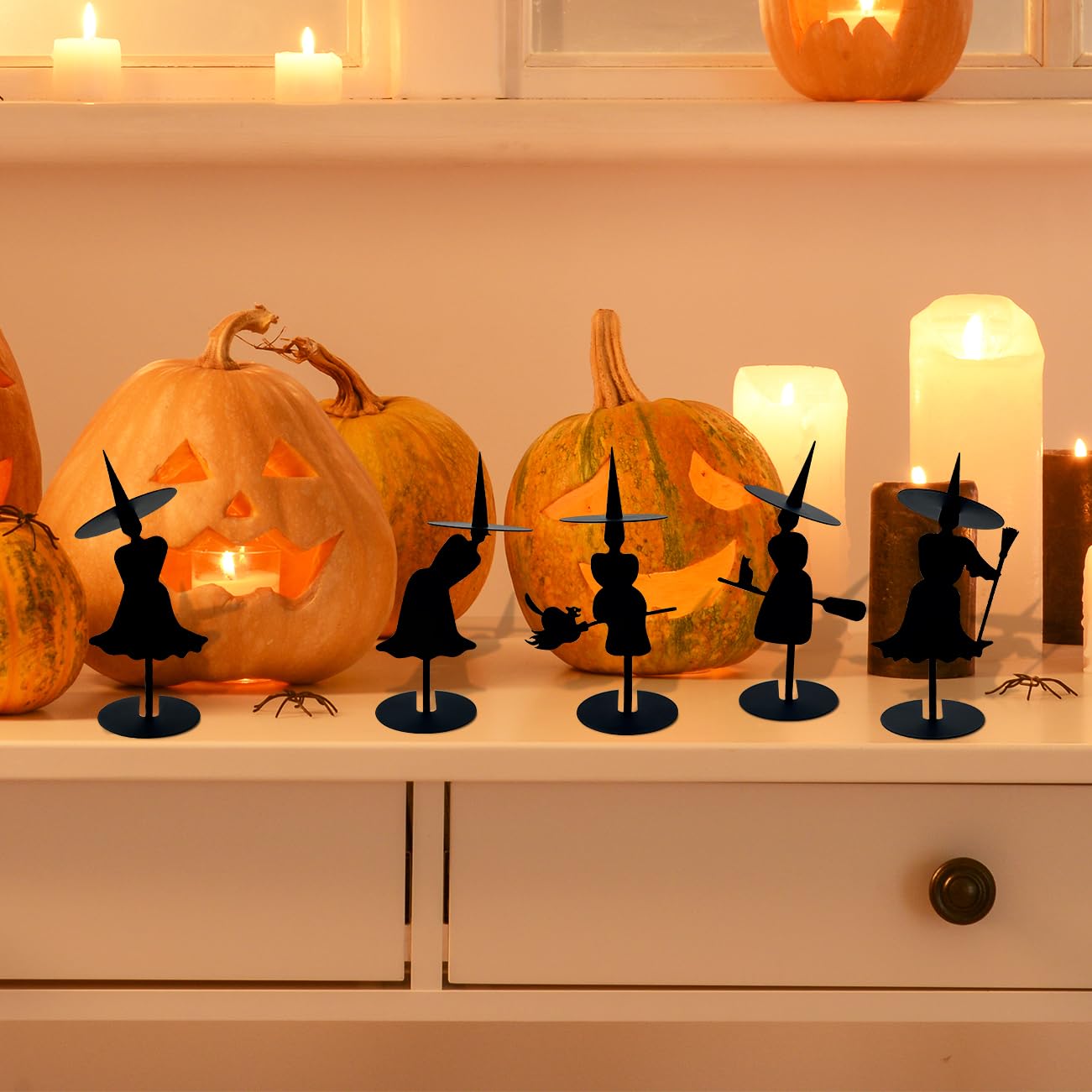 Halloween Decorations Indoor Halloween Witch Decorations Halloween Table Decorations 5PCS Halloween Witches Silhouette Metal Table Centerpieces Sign for Halloween Party Decorations