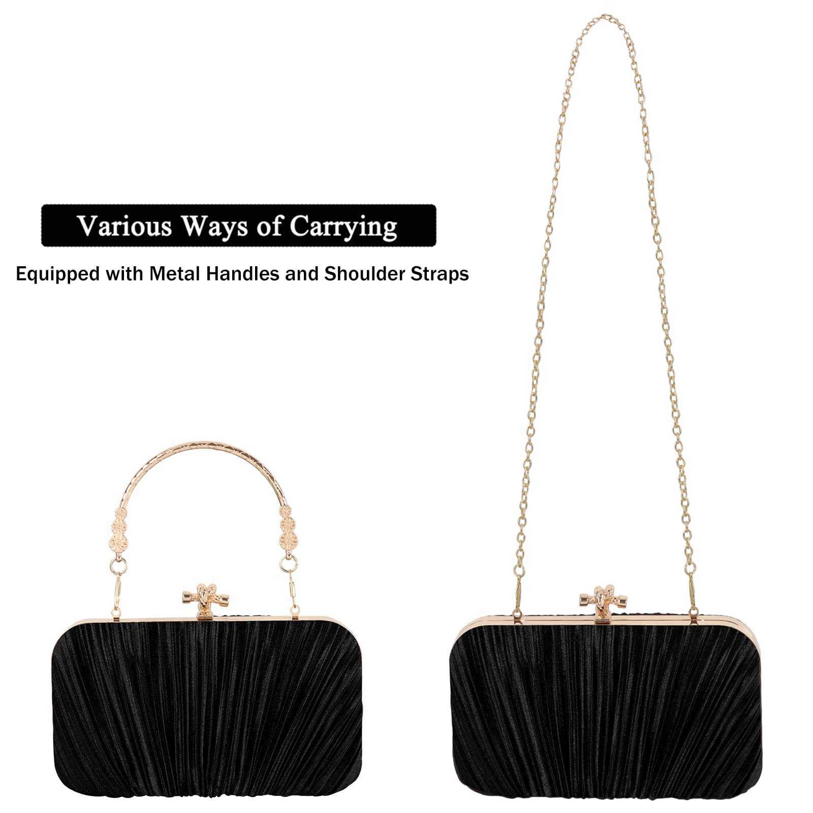 DA BODAN Womens Sparkly Rhinestone Sequin Glitter bag Clutch Evening Handbag Shoulder Bags Purse for Wedding Party Prom (2207-Black)
