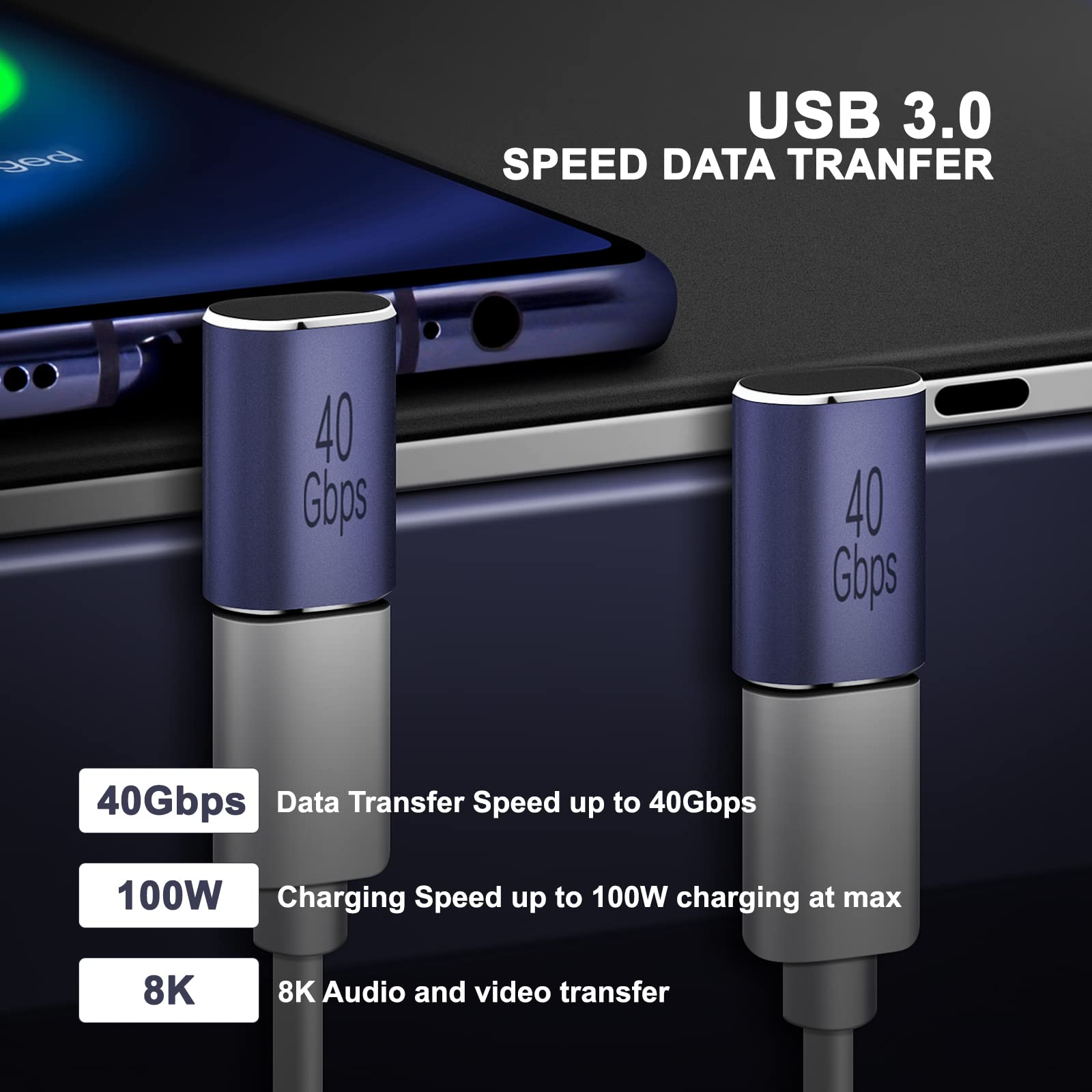 Findeed USB C Male to USB C Female-USB-C 90 Degree Adapter, Right Angle UBC Male to Female Adapter for Switch,MacBook pro/air,Tablet/Smartphone Type C Enabled Device