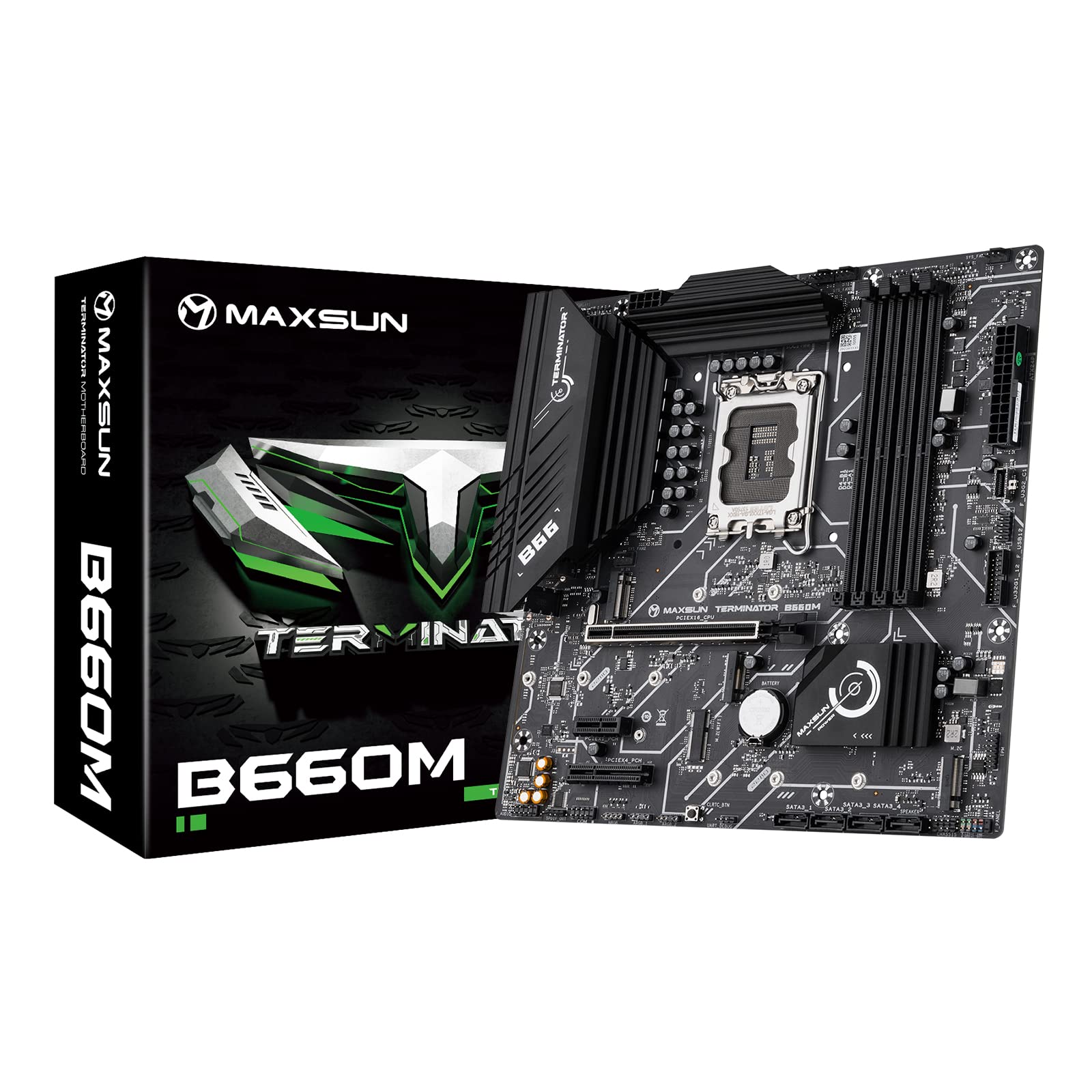 MAXSUN Terminator B660 LGA 1700(Intel 12th Gen) mATX Motherboard (PCIe 4.0, DDR4,3xM.2 Slots, 2.5Gb LAN, DP, 2 x HDMI, VGA, Rear USB 3.2 Gen 1, Front USB 3.2 Gen 2 Type-C)