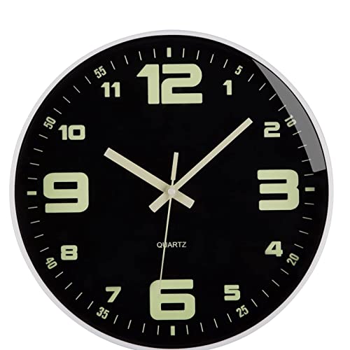 kinatime Wall Clocks Battery Operated - Glow in The Dark Wall Clock Non-tick 12 inch Silent Wall Clock for Bedroom Living Room and Office Decor